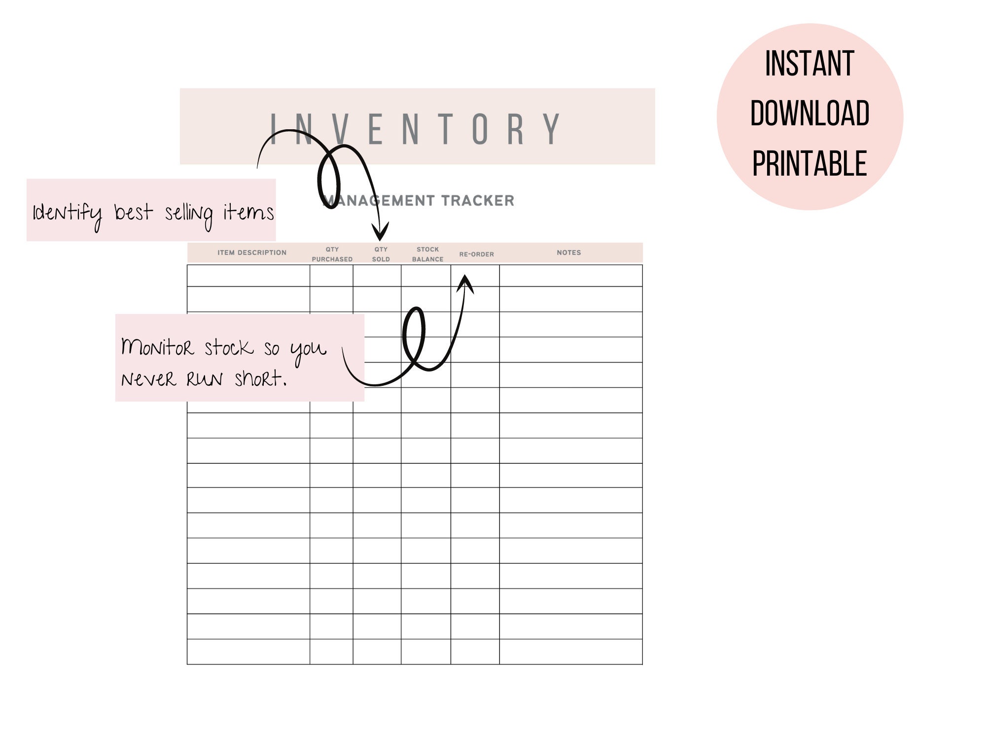 Printable Inventory Tracker, Printable Business Inventory Record ...