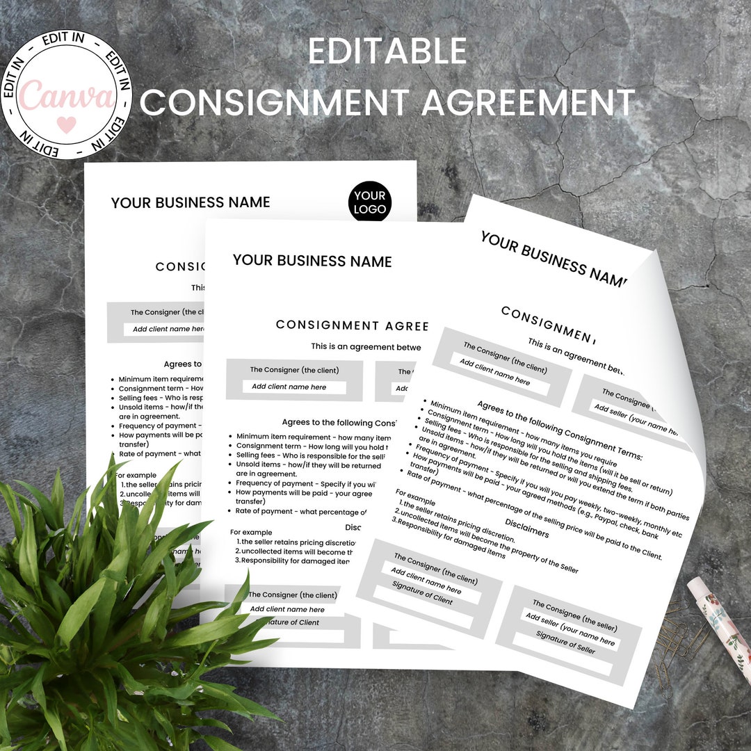 Consignment Store Agreement, Editable Reseller Consignment Terms ...