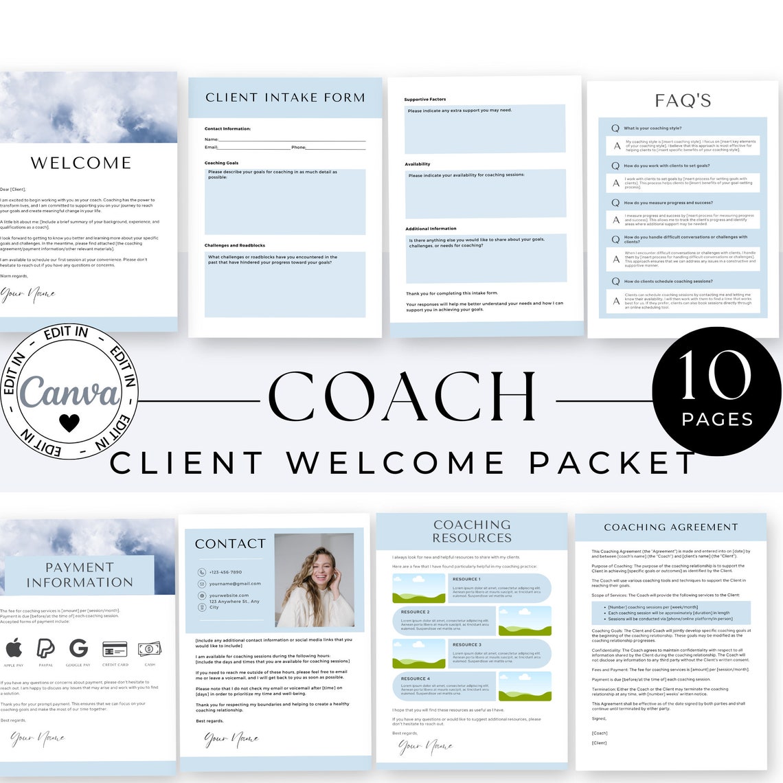 Client Welcome Packet Template, Coaching Intake Forms, Onboard Forms ...