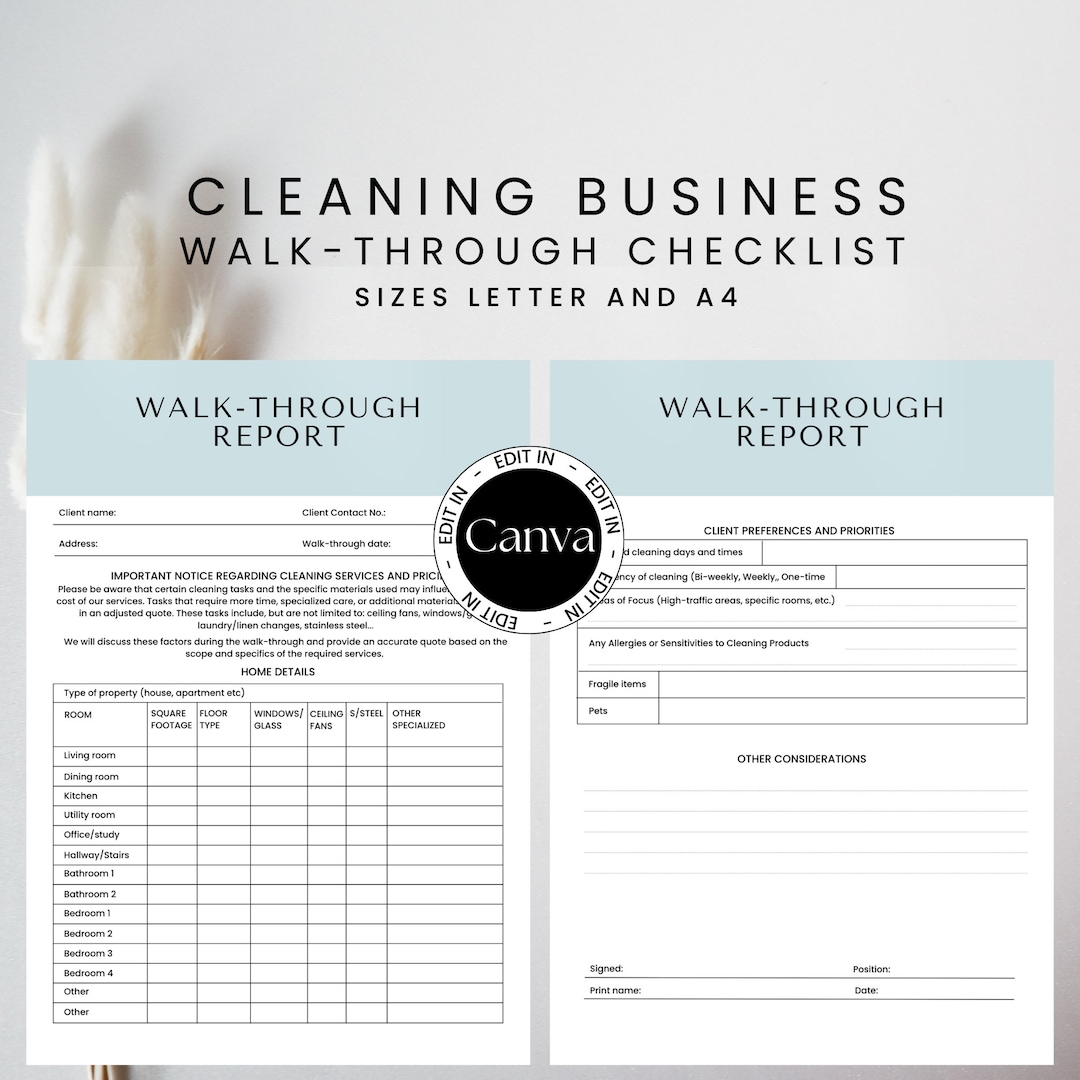 Cleaning Business Walk-through Editable Template, Professional Cleaning Quotation Form ...