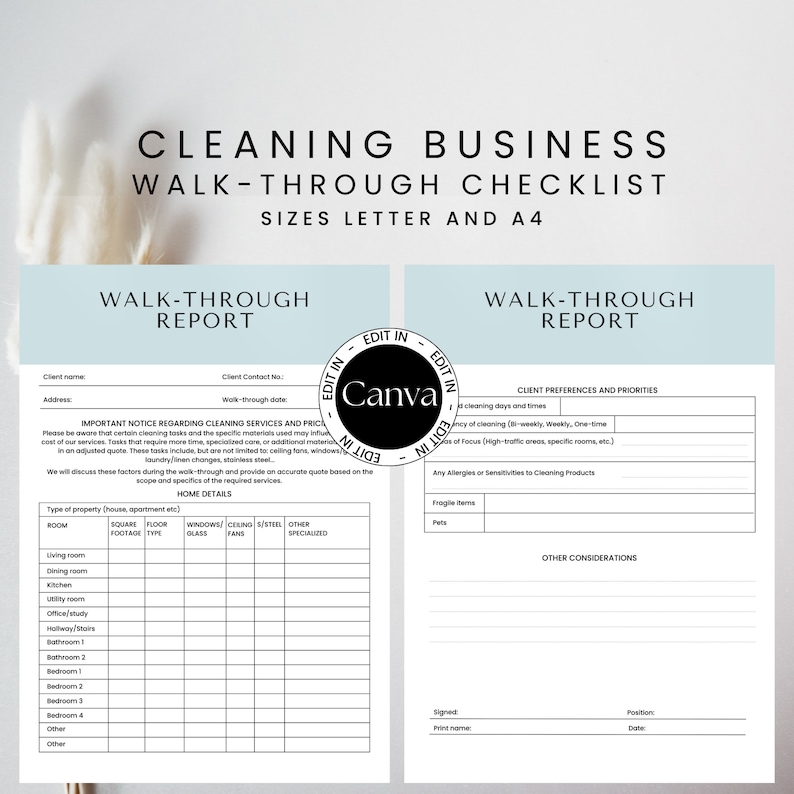 Cleaning Business Walk-through Editable Template, Professional Cleaning ...