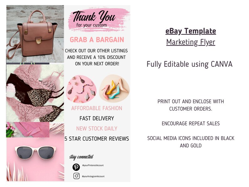 Ebay or Poshmark Template Editable Sales Flyer, Promotional Leaflet ...
