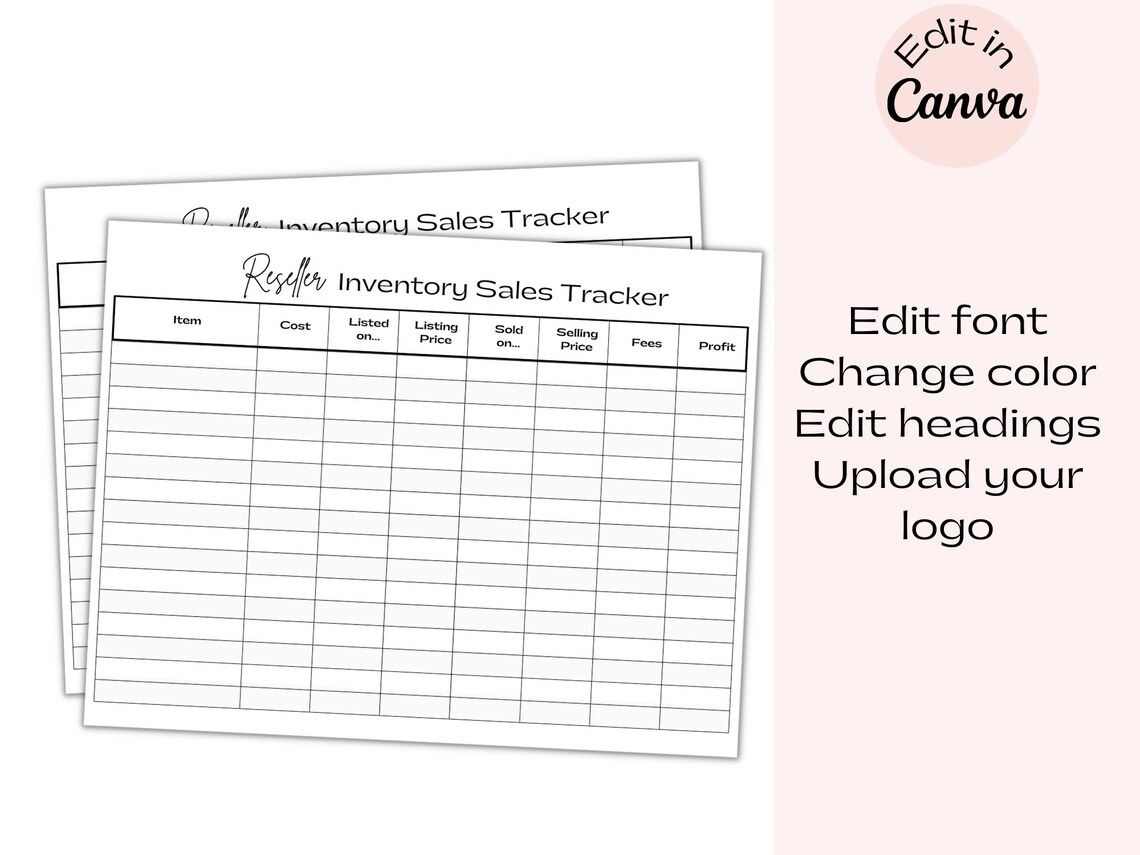 Editable Reseller Inventory Tracker Printable Business - Etsy