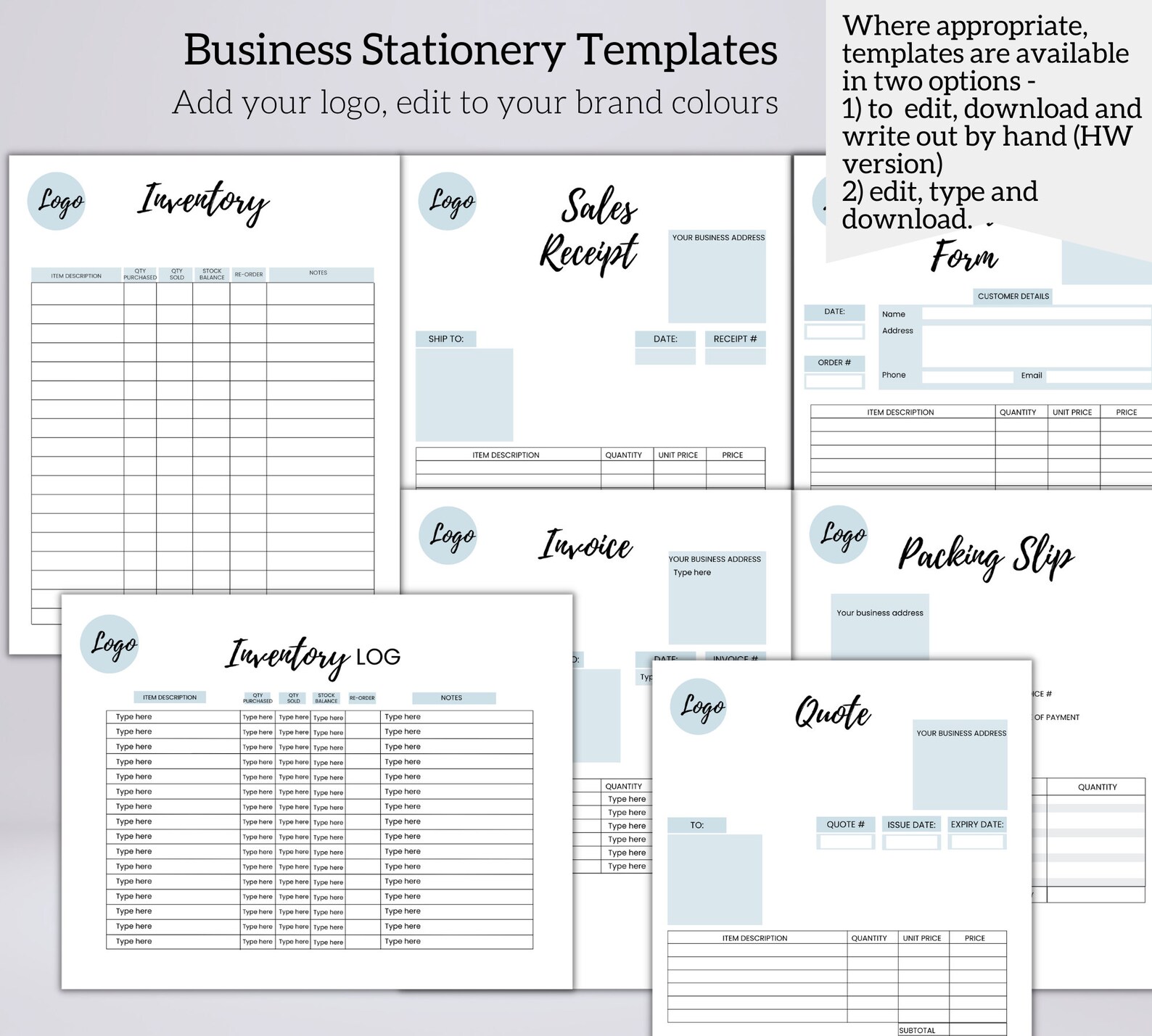 Editable Small Business Forms Bundle, Instagram Post Templates and Line ...