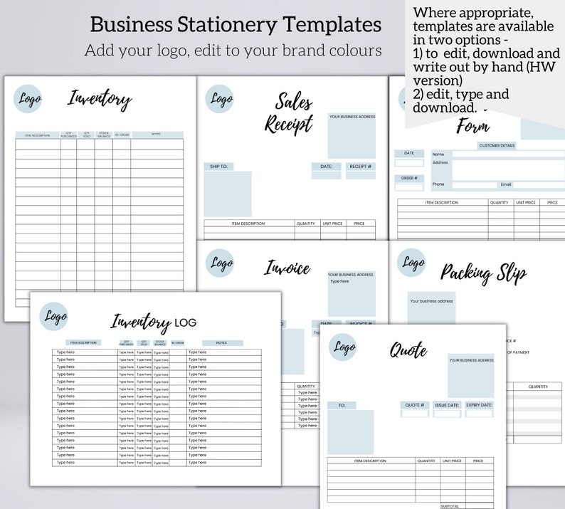 Editable Small Business Forms Bundle, Instagram Post Templates and Line ...