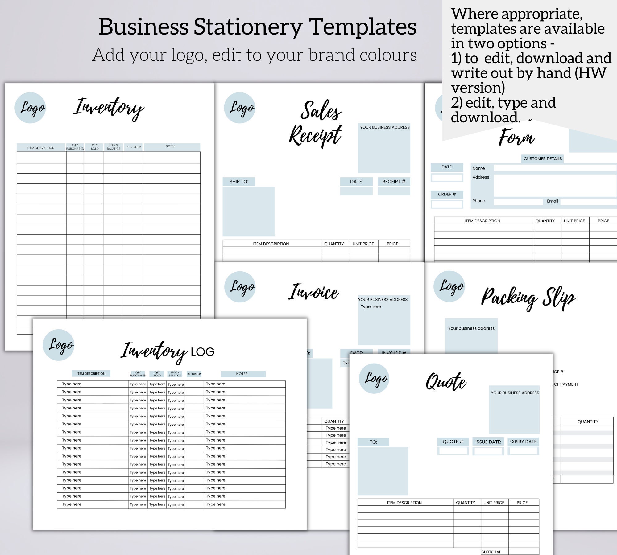 Editable Small Business Forms Bundle, Instagram Post Templates and Line ...