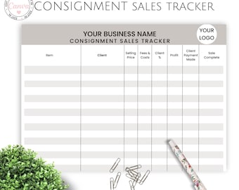 Consignment Sales Tracker Template, Editable Reseller Consignment Log ...