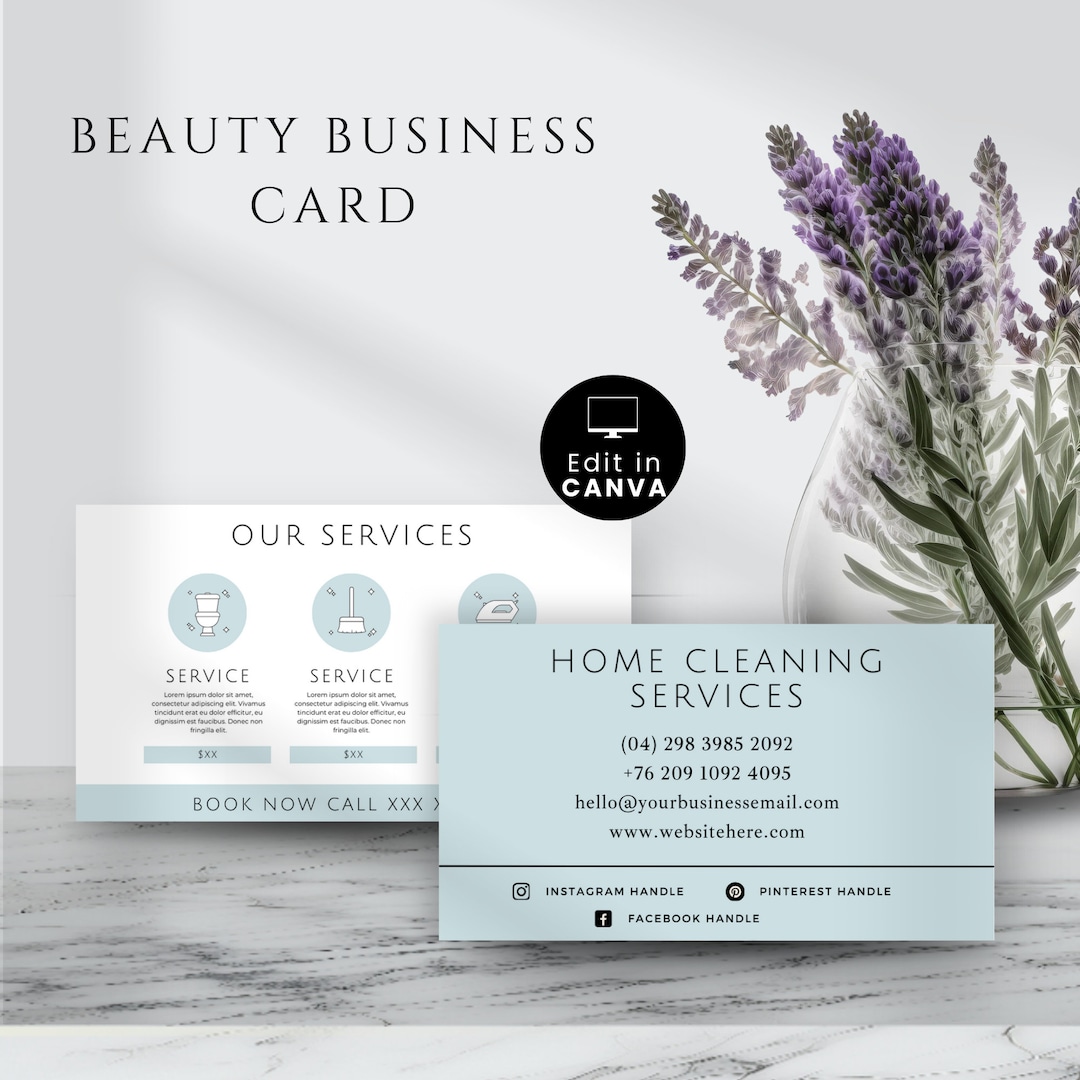 Cleaning Service Business Card Template, Editable Commercial Cleaning ...