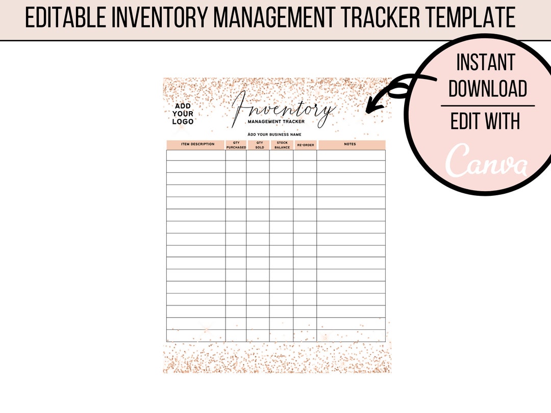 Editable Inventory Tracker, Printable Business Inventory Record ...