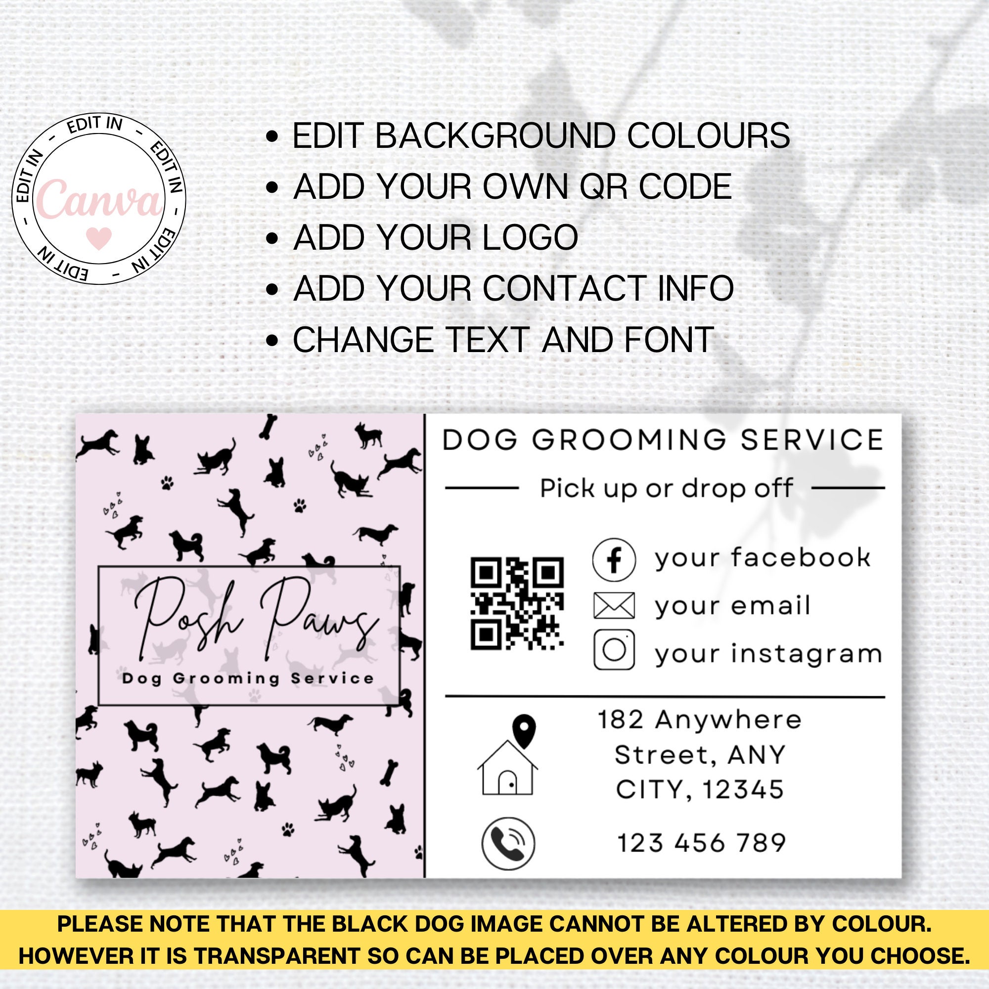 Editable Dog Business Card Template, Dog Grooming and Dog Walking ...