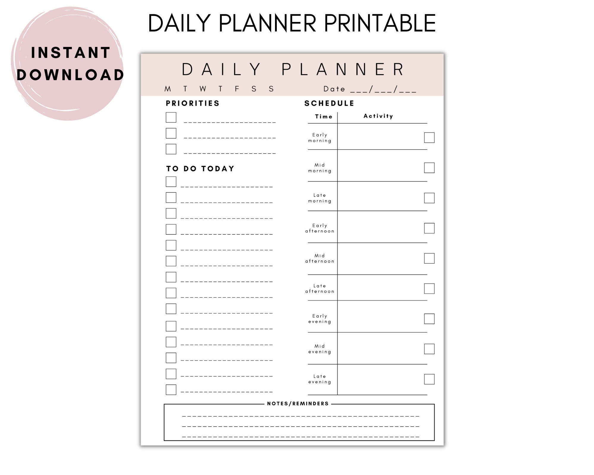 Daily Planner Printable to Do List Productivity Planning - Etsy