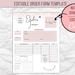 Pink Glitter Effect Editable Order Form Template, Printable and ...