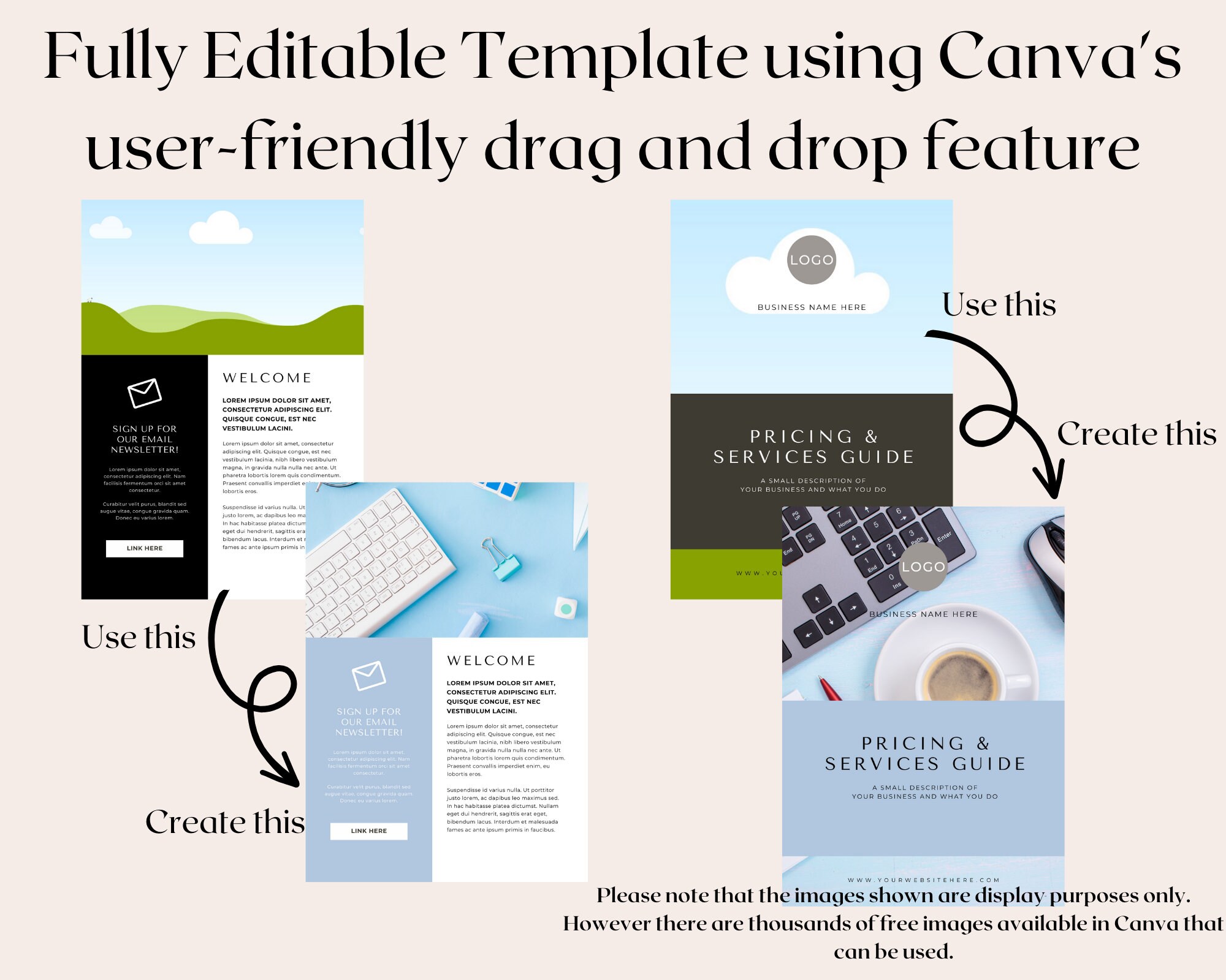 Services and Price Guide Canva Template for Virtual Assistants, Salons ...