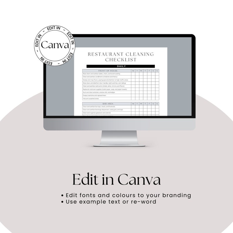 Restaurant Cleaning Checklist Template, Editable Template for Cleaning ...