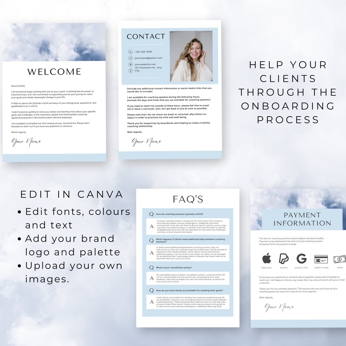Client Welcome Packet Template, Coaching Intake Forms, Onboard Forms ...