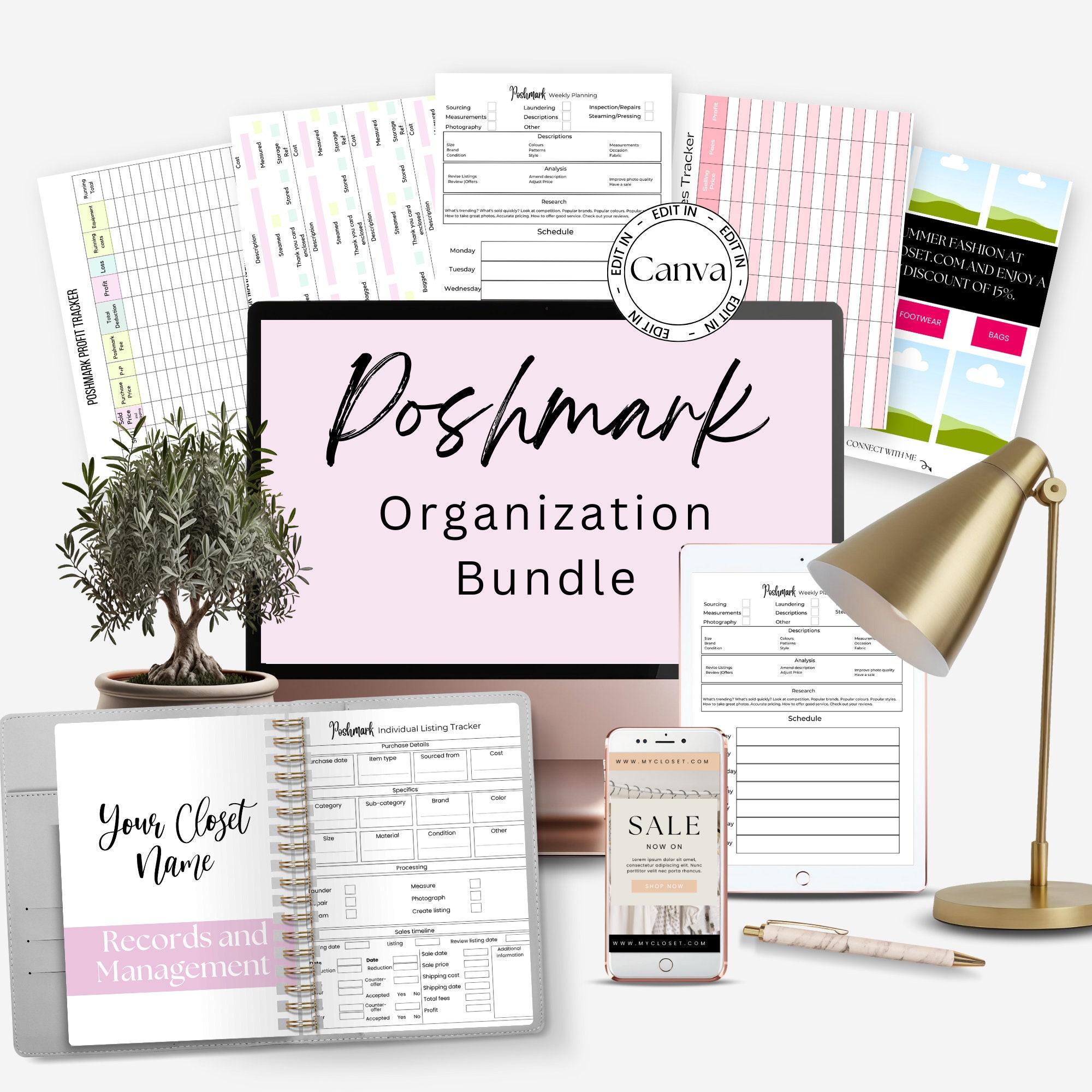 Poshmark Reseller Planner Organization Templates | Mega Bundle of ...