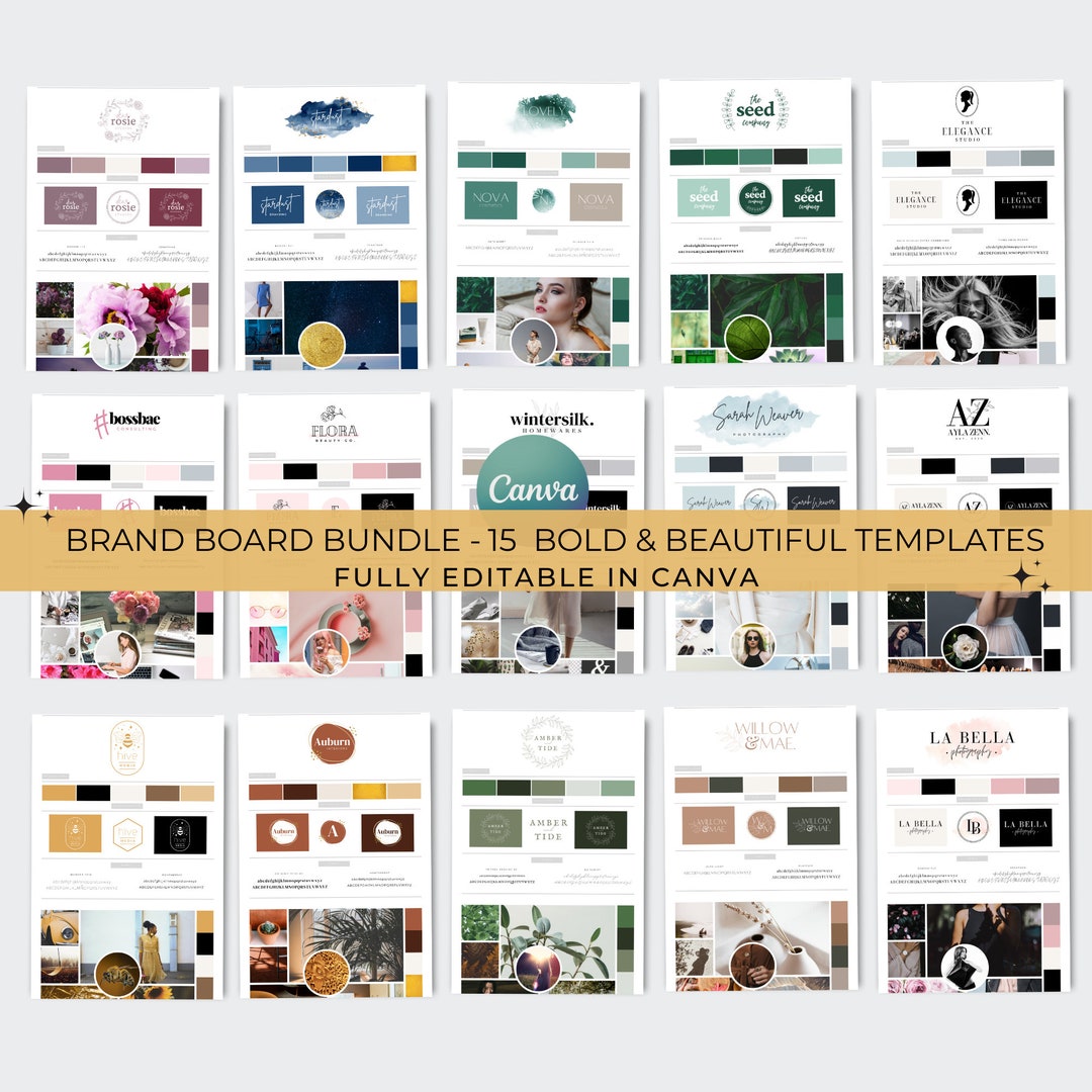 Brand Board Templates, Logo Templates, Canva Business Branding ...