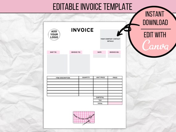 Editable Stitch Craft Business Invoice Template Customizable | Etsy