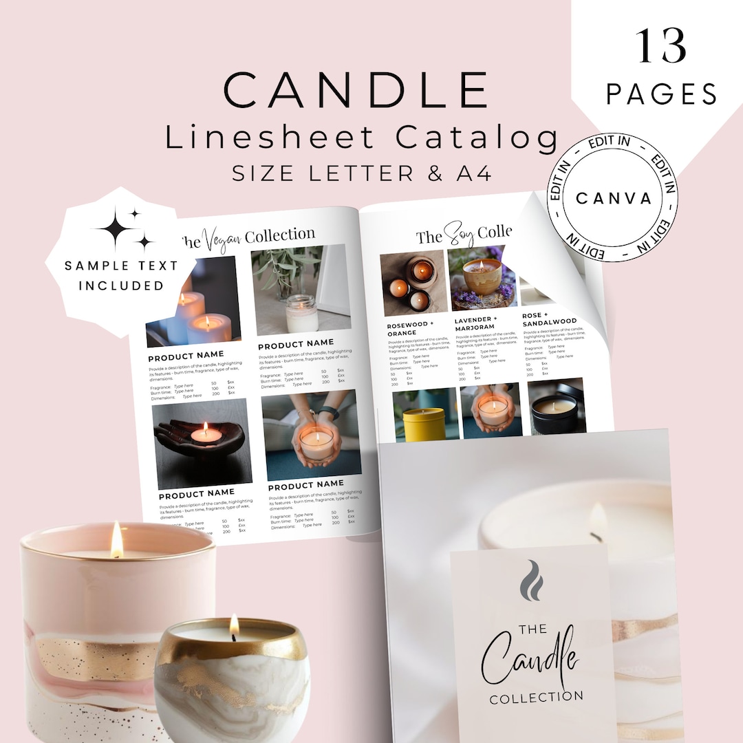 Candle Line Sheet Catalog Template, Wholesale Price List Template, 13 ...