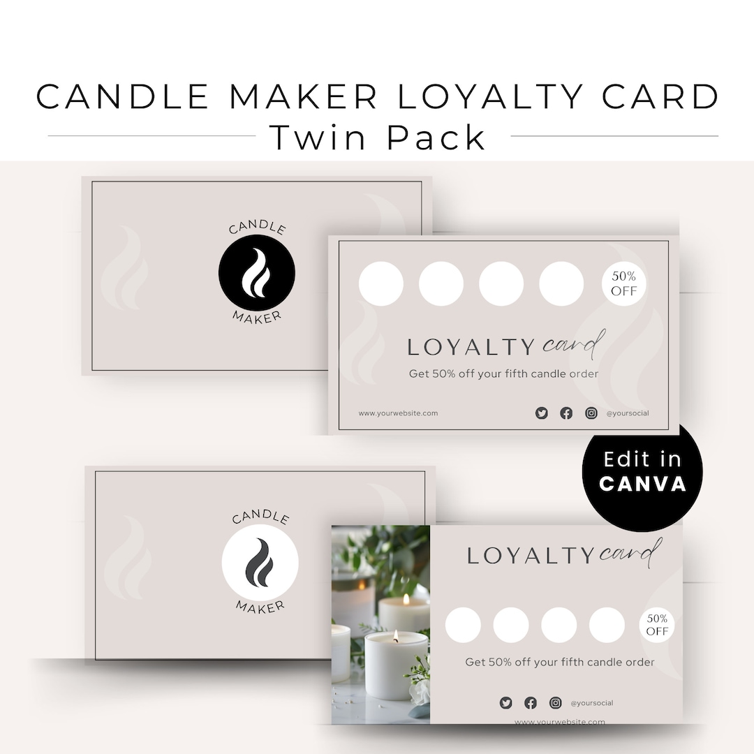 Candle Maker Loyalty Card Template, Customer Reward Card, Discount Card ...