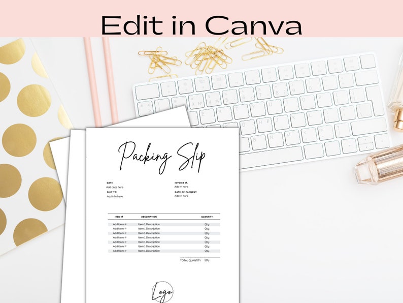 Minimalist Editable Packing Slip Template, Editable Delivery Note ...
