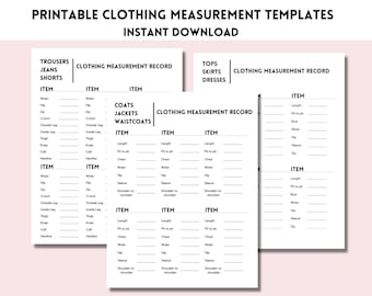 Printable Clothing Measurement Template | Reseller Measuring Record ...