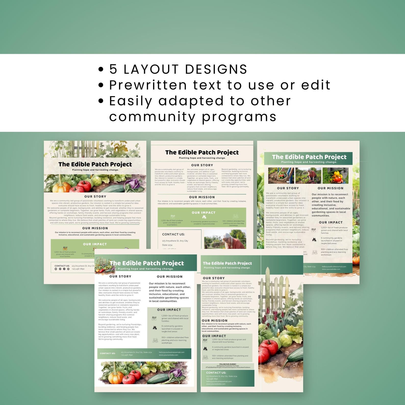 One Pager Community Garden Project Templates – Editable One-page ...
