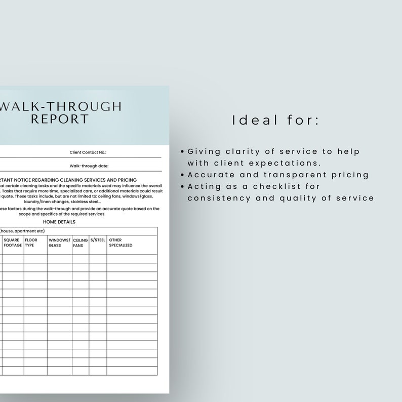 Cleaning Business Walk-through Editable Template, Professional Cleaning ...