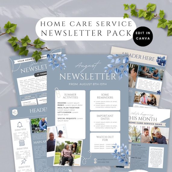 Nursing Home Newsletter Layout Home Care Service Newsletter Pack,