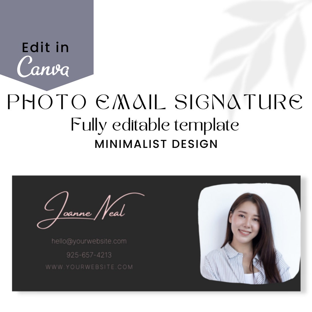 Photo Email Signature, Editable Canva Template, Minimalist Business ...
