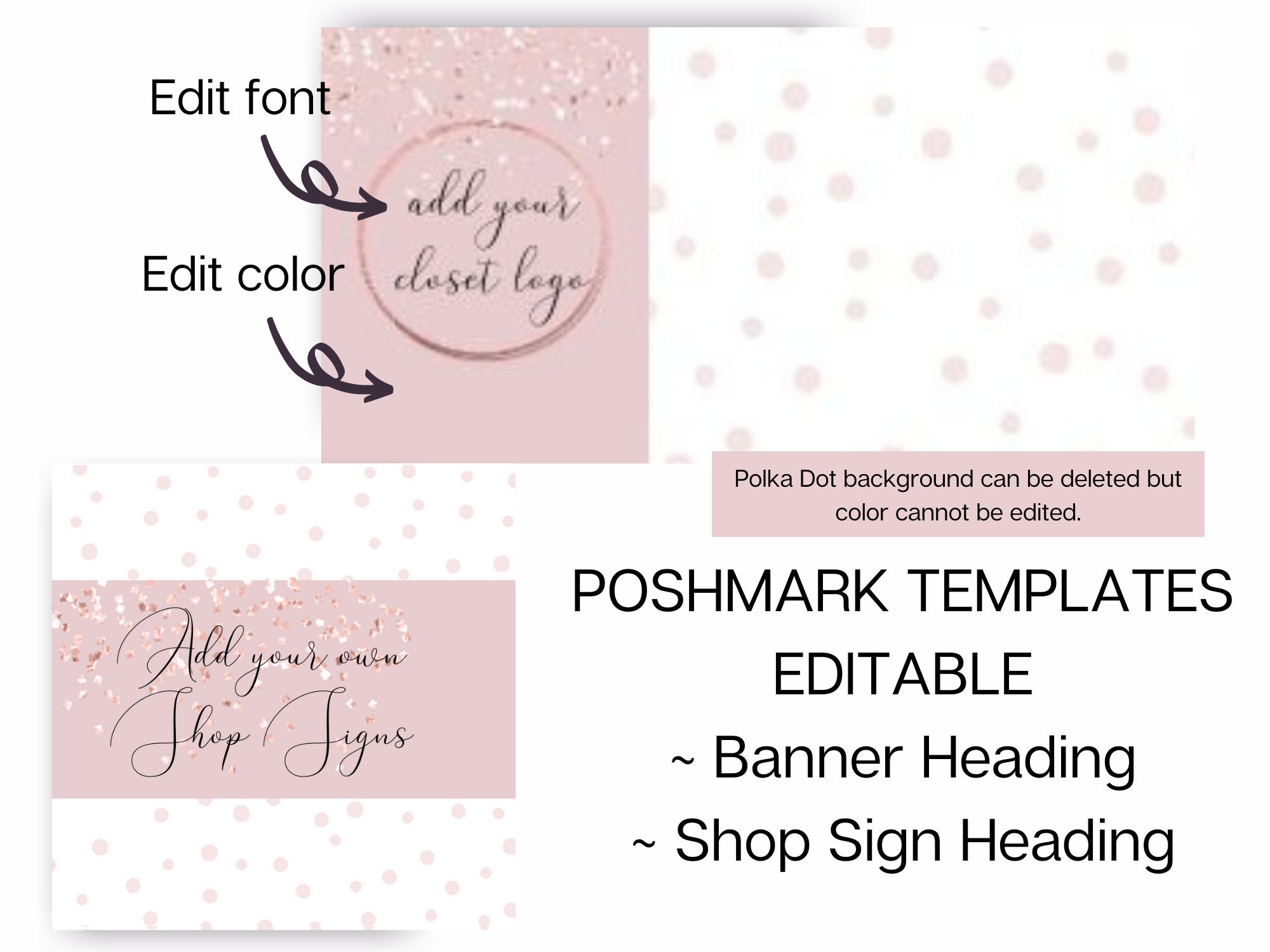 Poshmark Pink Glitter Editable Shop Sign and Banner Templates ...