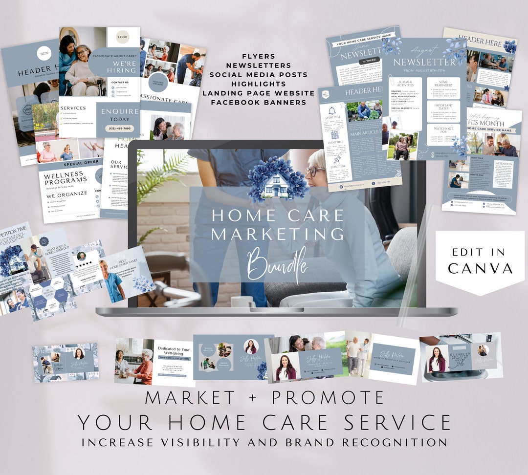 Home Care Service Marketing Template Bundle, Newsletters, Home Care ...