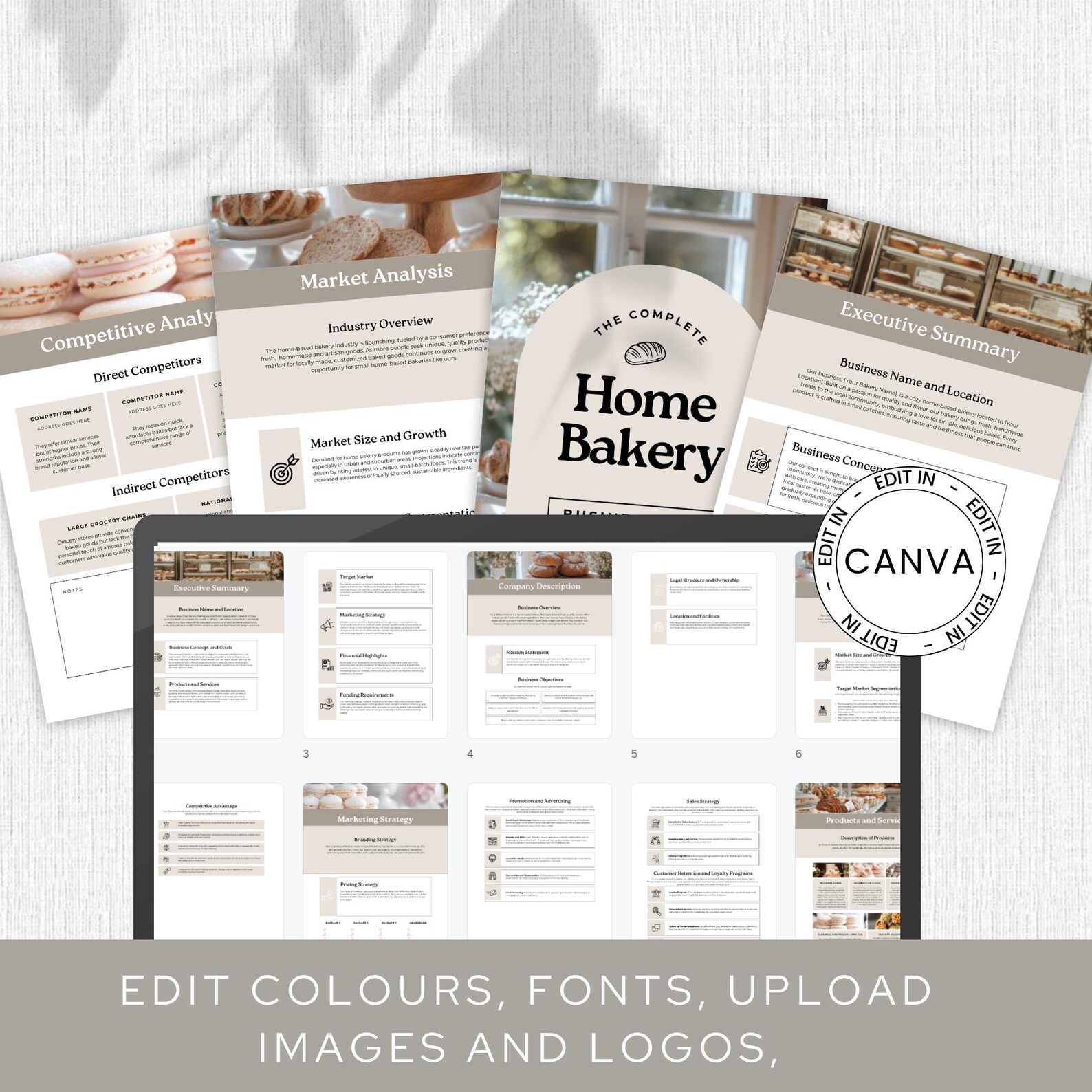 Home Baking Business Plan Template, Editable Bakery Startup Business ...