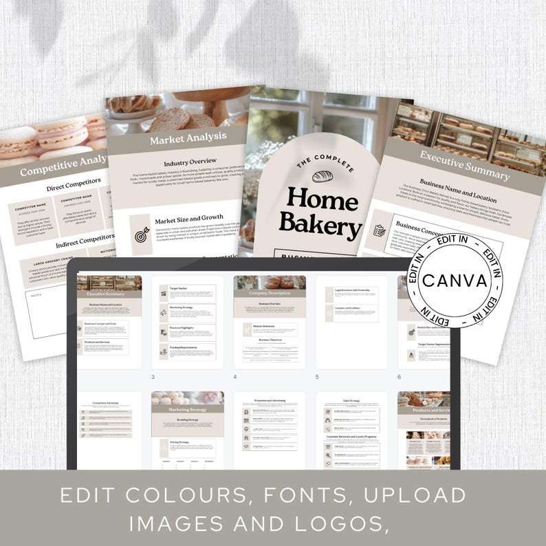 Home Baking Business Plan Template, Editable Bakery Startup Business ...