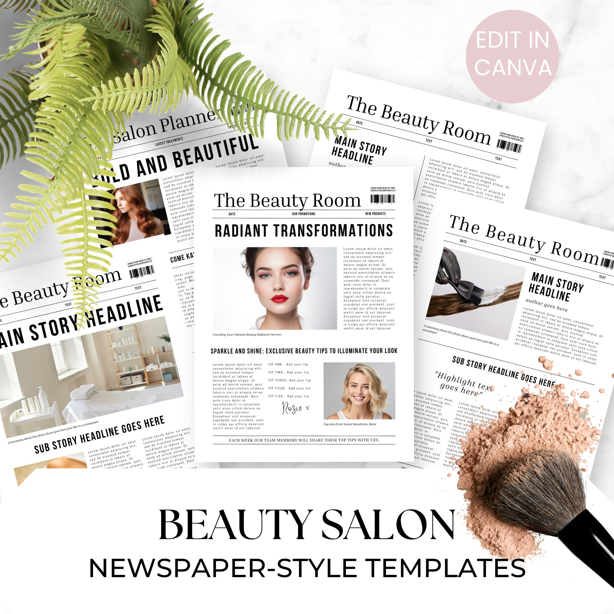 Editable Newspaper Template for Beauty Salon Promo Newsletter ...