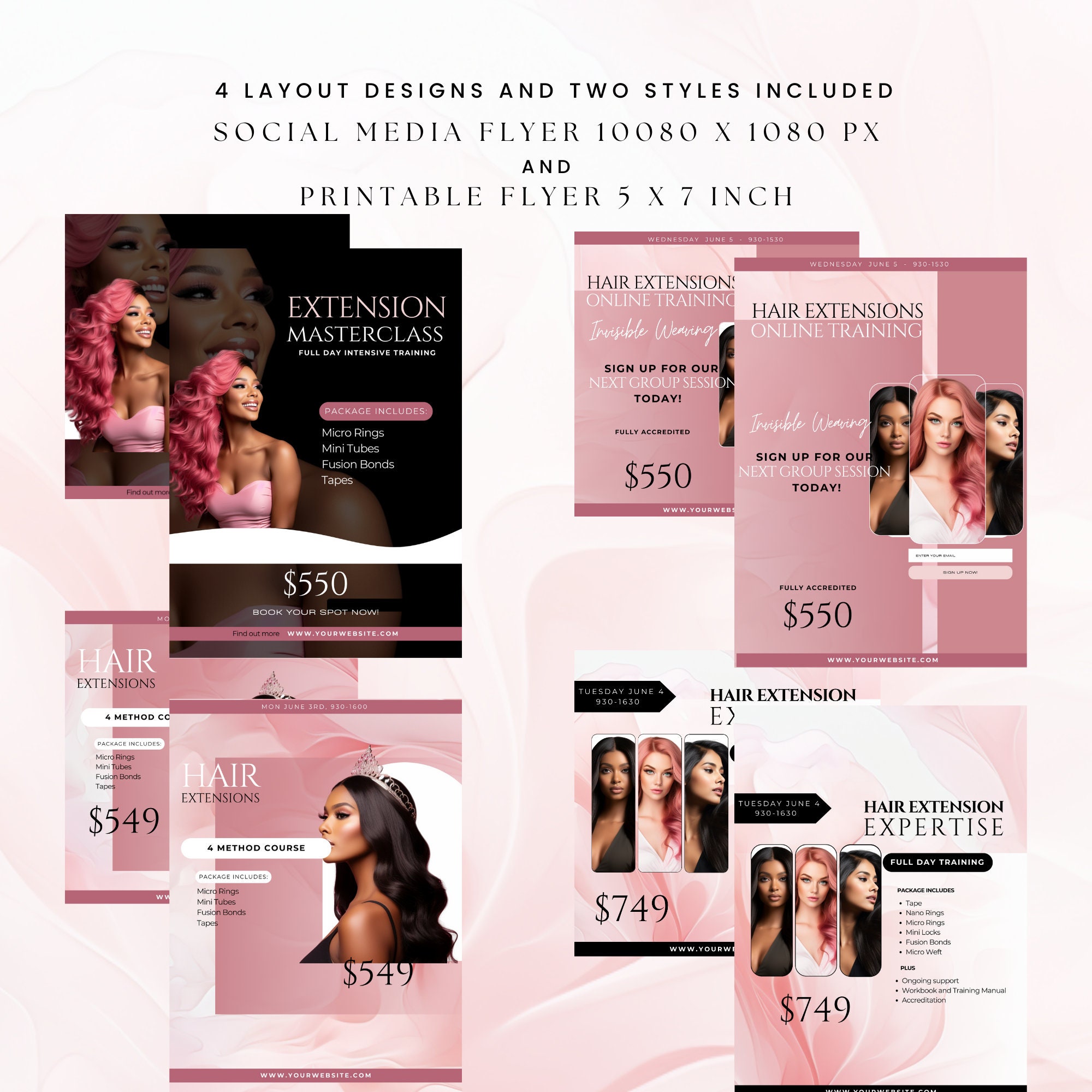 Hair Extension Course Flyers, Hair Salon Social Media Posts ...
