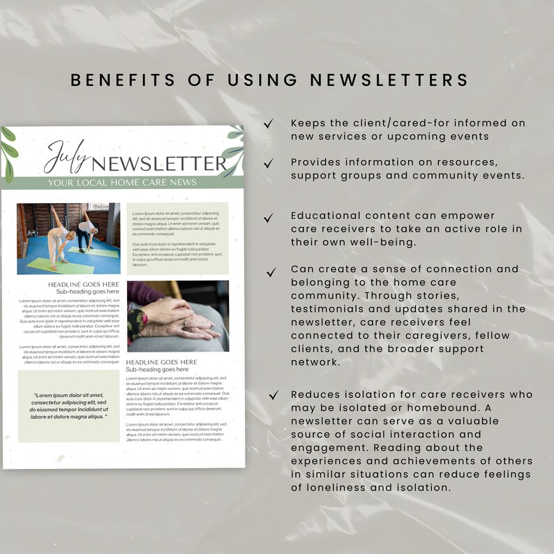 Home Care Service Newsletter Pack, Caregiver Newsletter Template ...