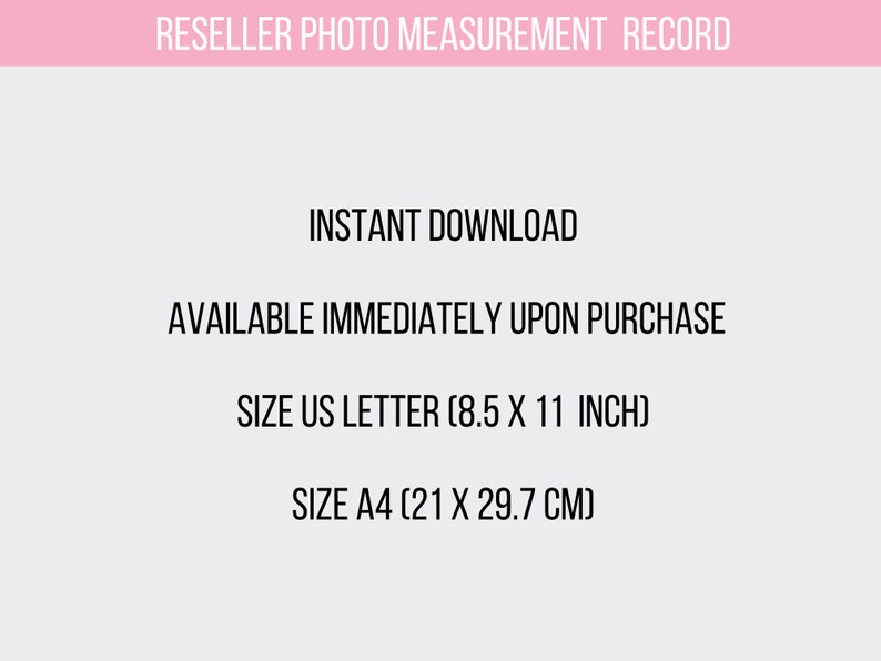 Clothing Measurement Photo Note Printables Reseller - Etsy