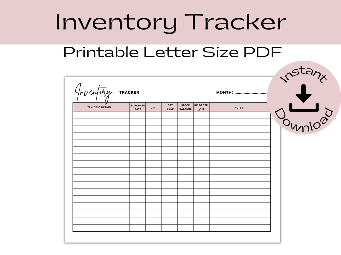 Inventory Tracker Printable, Inventory Template, Inventory Management ...