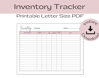 Printable Inventory Tracker Planner Page, Inventory Management, Product ...