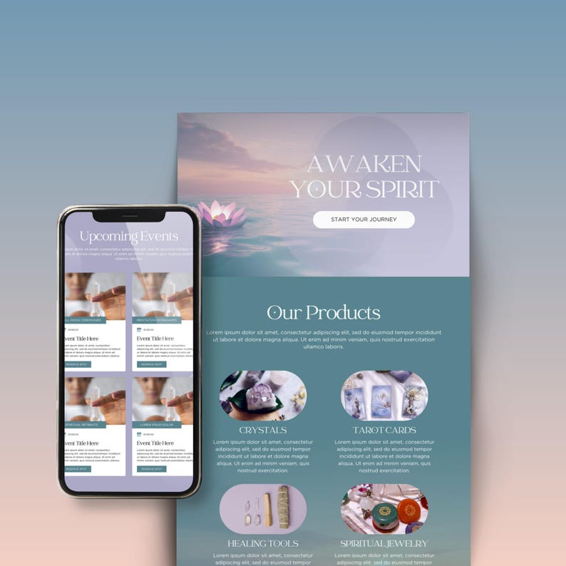 Spiritual Website Landing Page, Canva Spiritual Services Website ...