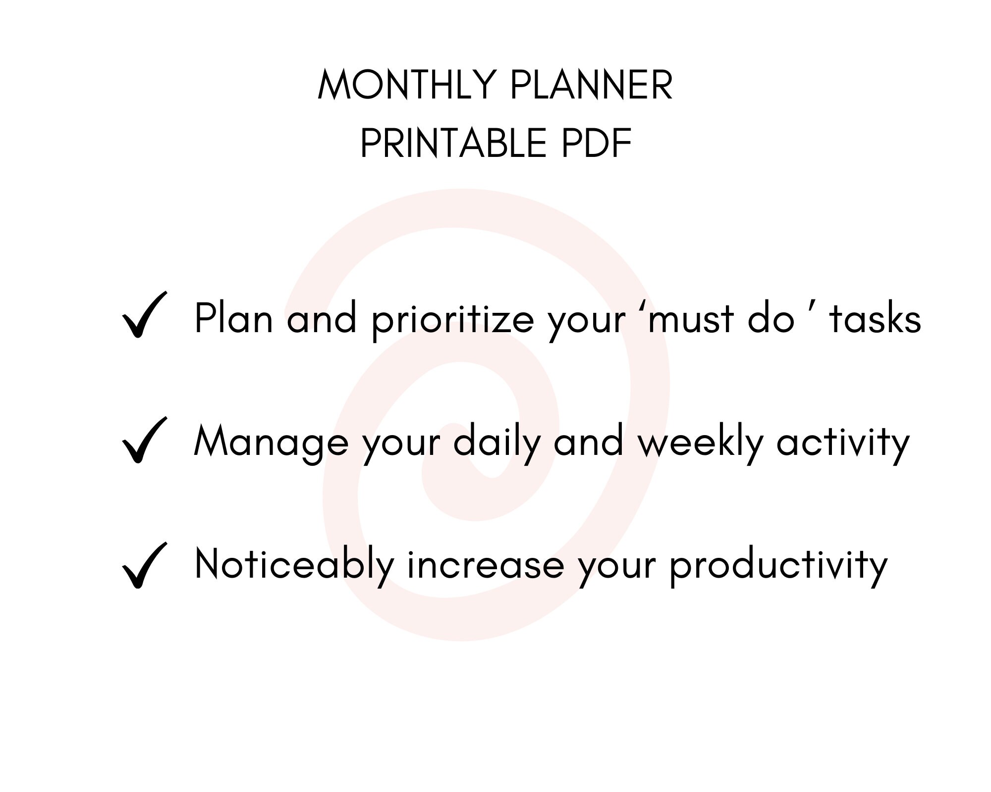 Monthly Planner Printable, to Do List, Productivity Planning Page - Etsy UK