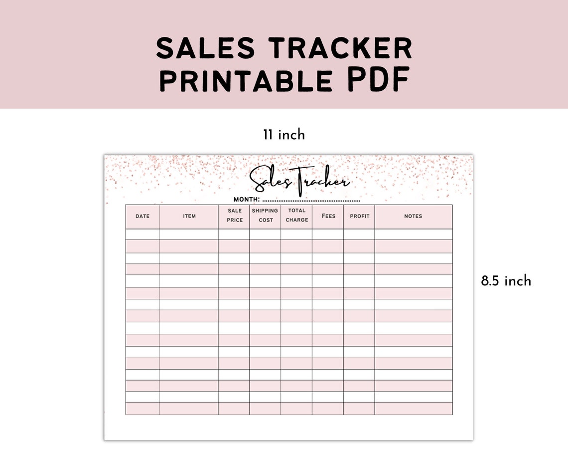 Sales Tracker Printable Template, Sales Log, - Sale Profits Tracker ...