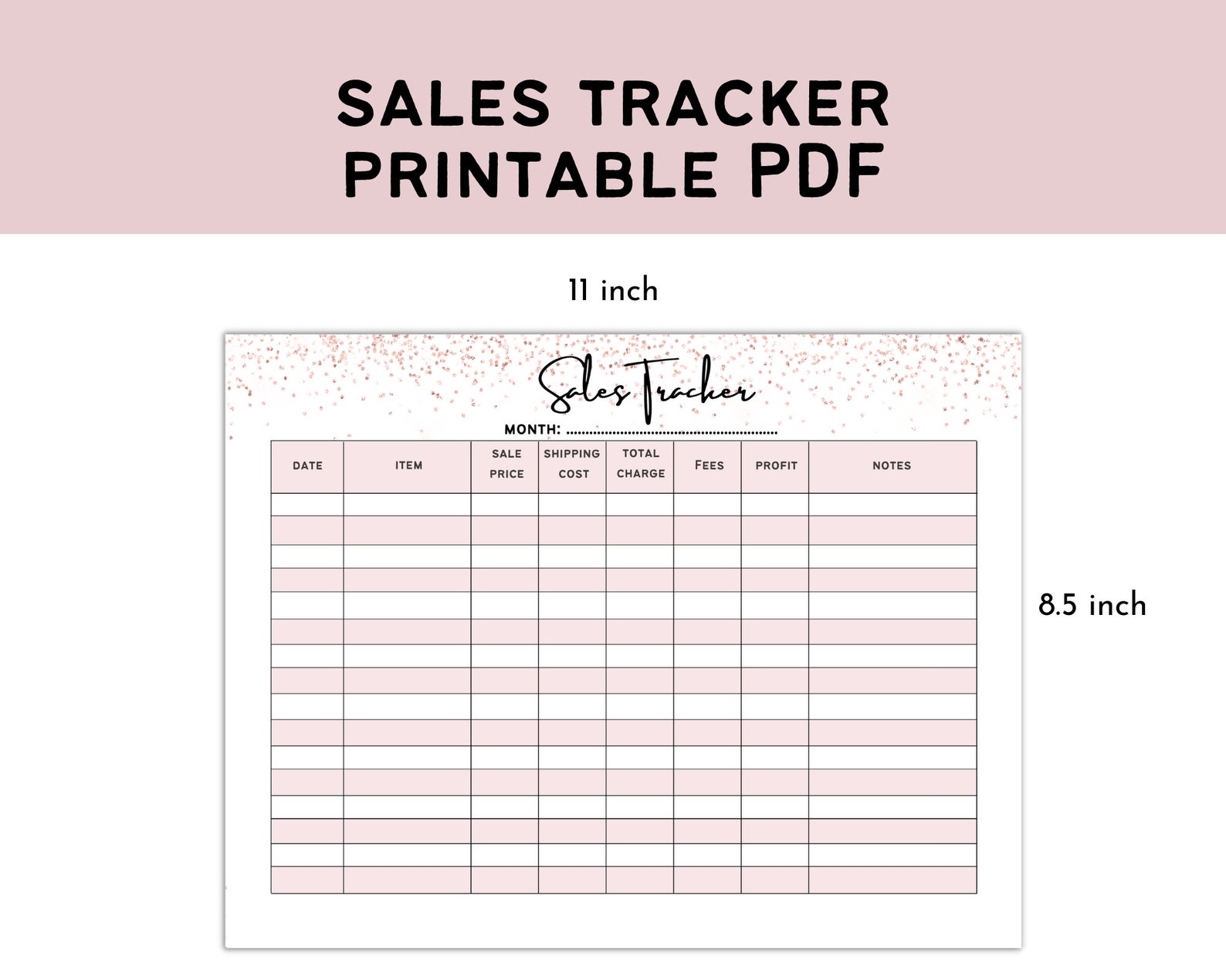 Sales Tracker Printable Template, Sales Log, - Sale Profits Tracker ...