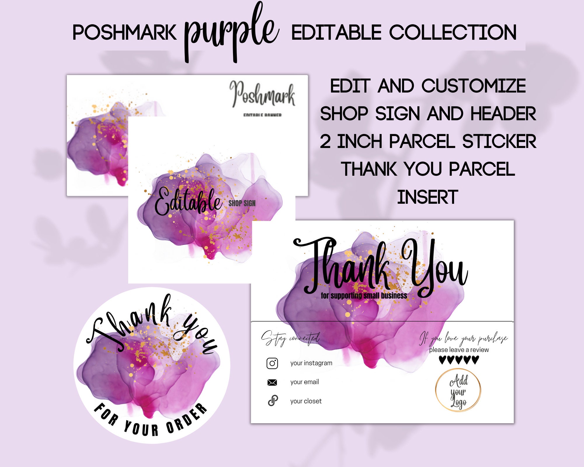 Poshmark Bundle | PDF Printable Record Sheets | Editable Closet Sign ...