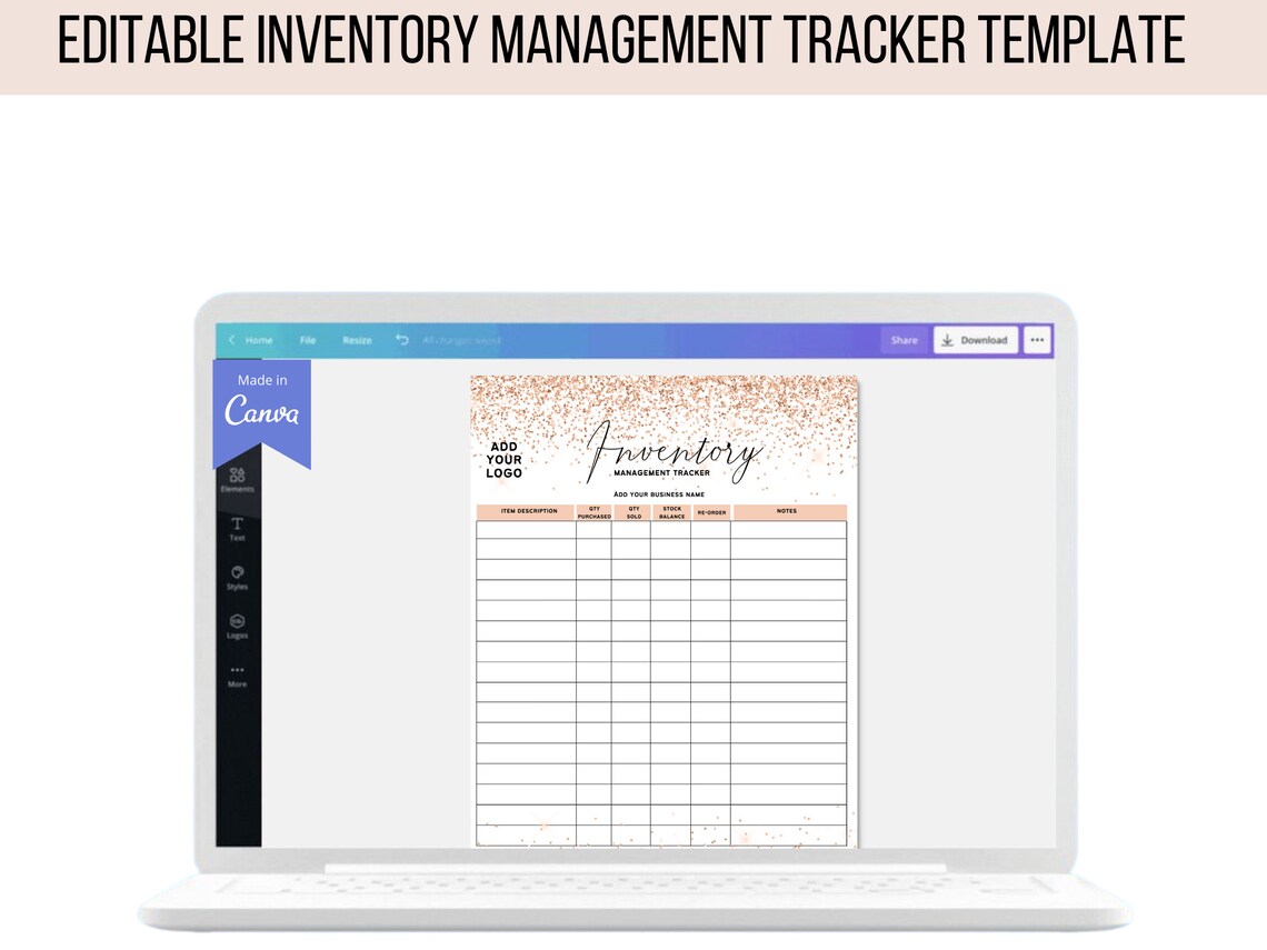 Editable Inventory Tracker, Printable Business Inventory Record ...