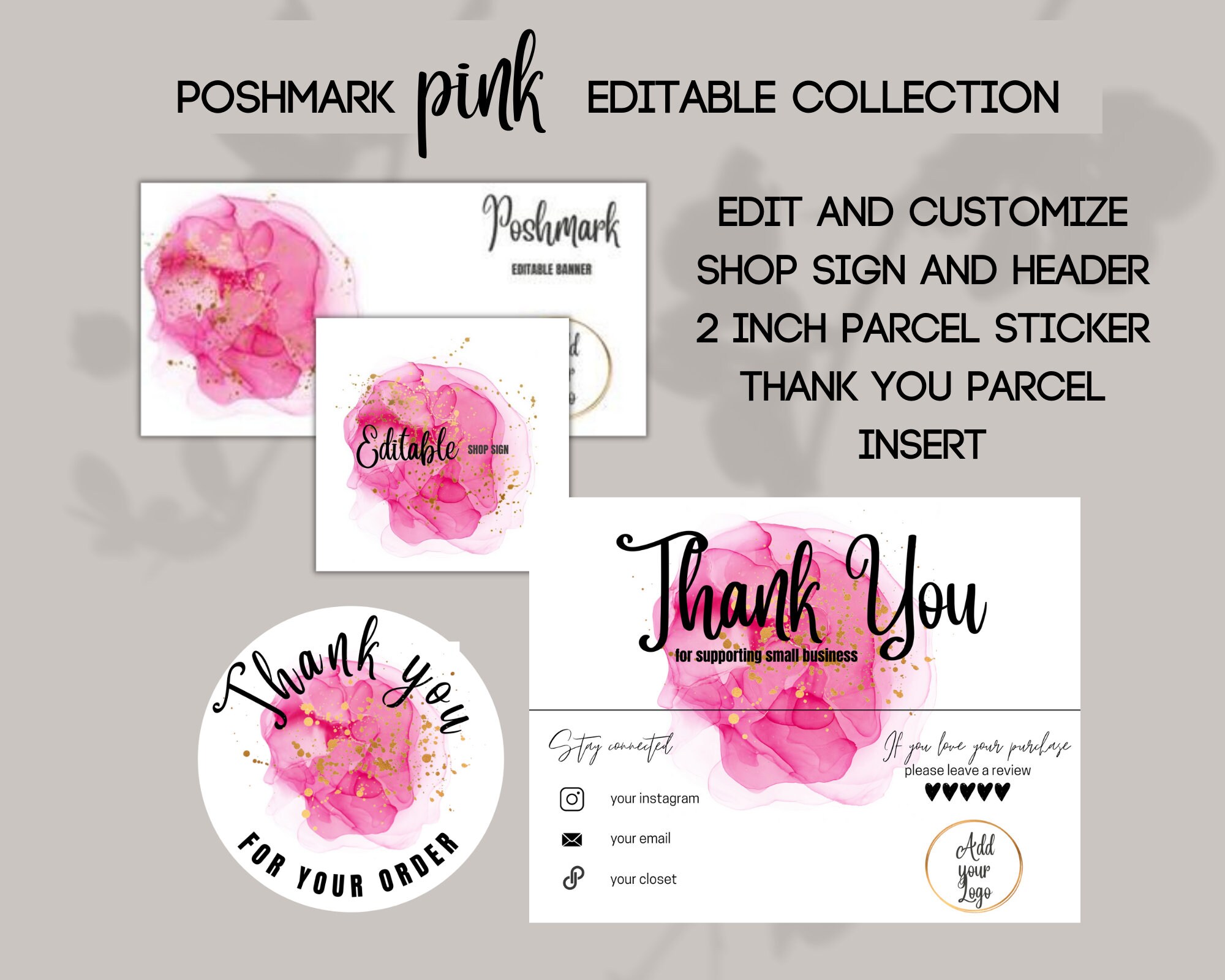 Poshmark Reseller Bundle, Printable Planner Worksheets, Editable Header ...