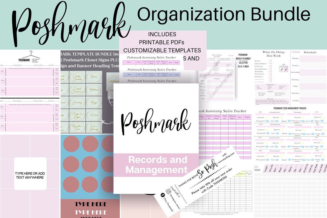 Poshmark Reseller Planner Organization Templates Mega Bundle of ...