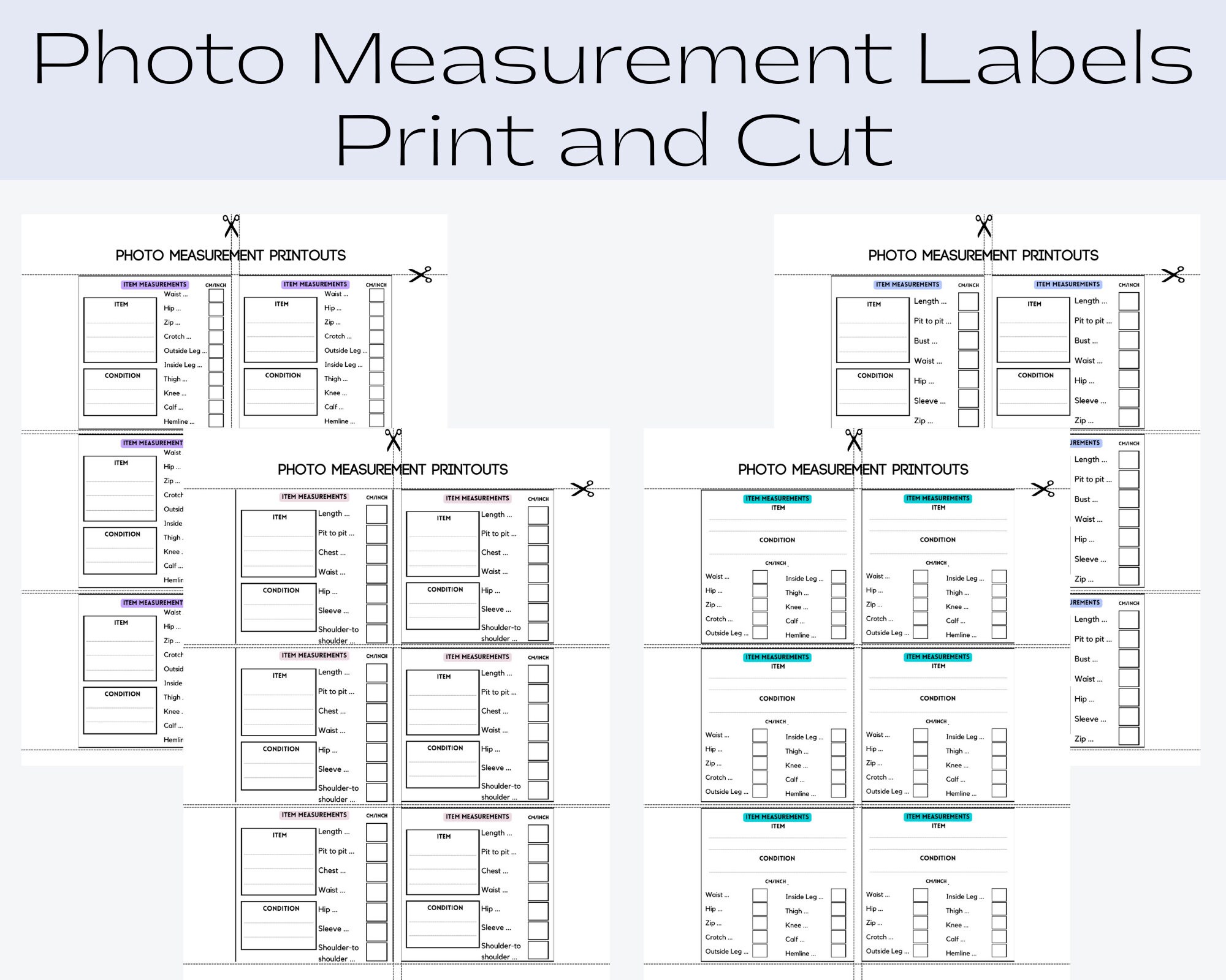 Clothing Measurement Printables Reseller Measuring Record Sheets ...
