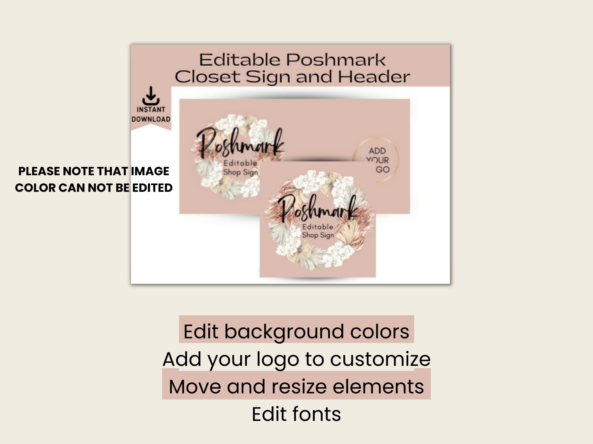 Poshmark Reseller Bundle, Printable Planner Worksheets, Editable Header ...